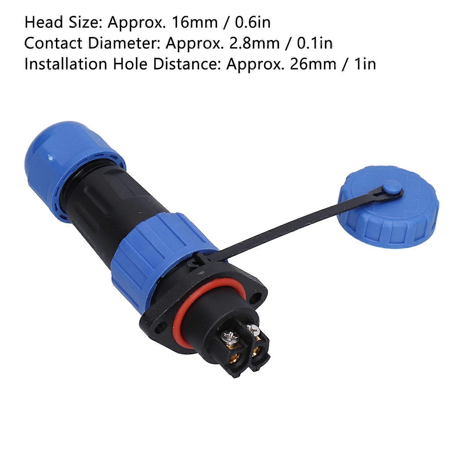 Waterproof Connector 2 Pin IP68 Aviation Power Socket 250V 20A Flanged ...