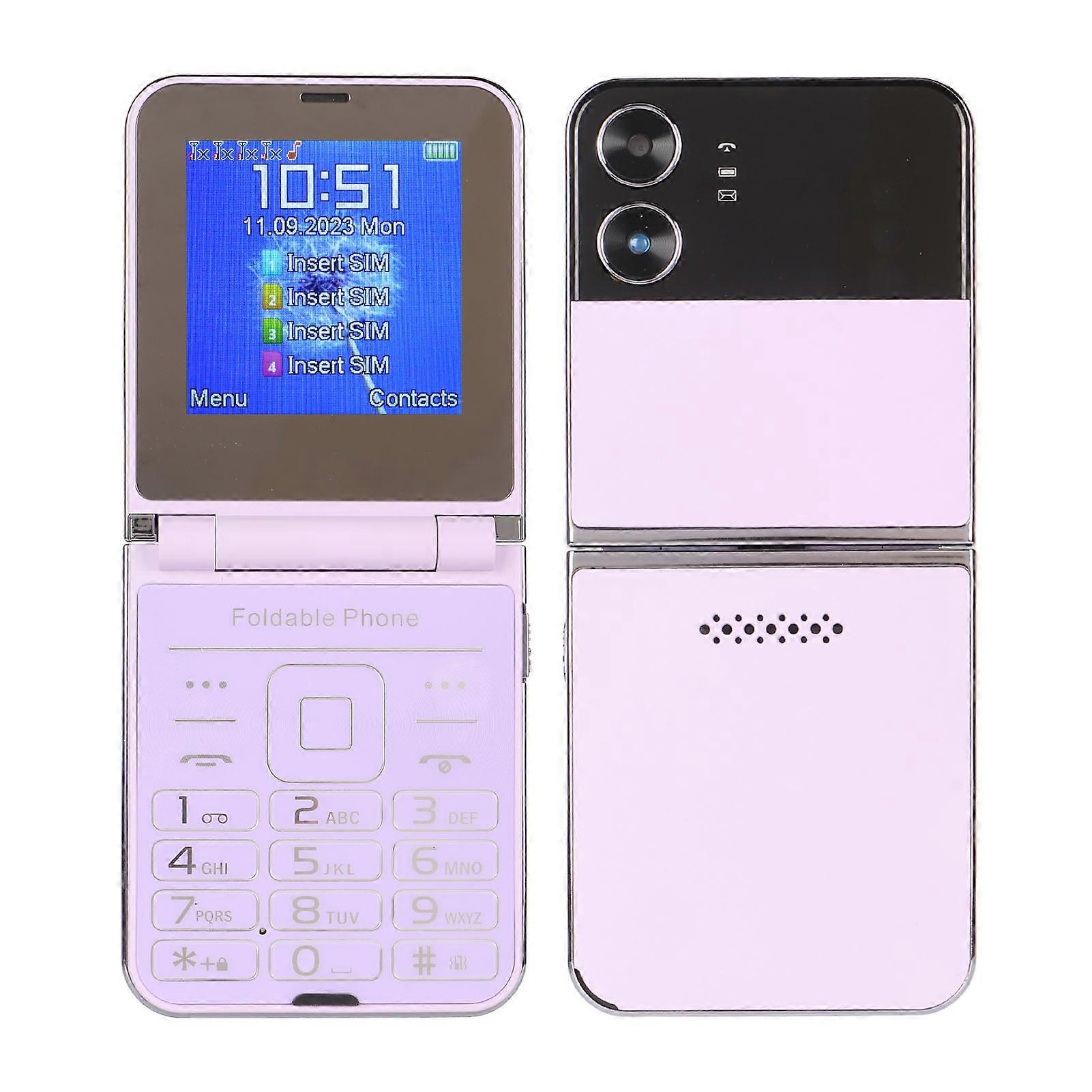 Flip 2G Phone 2.6in Senior Cellphone 2 Screen 1.3MP 4 SIM Cards Standby ...