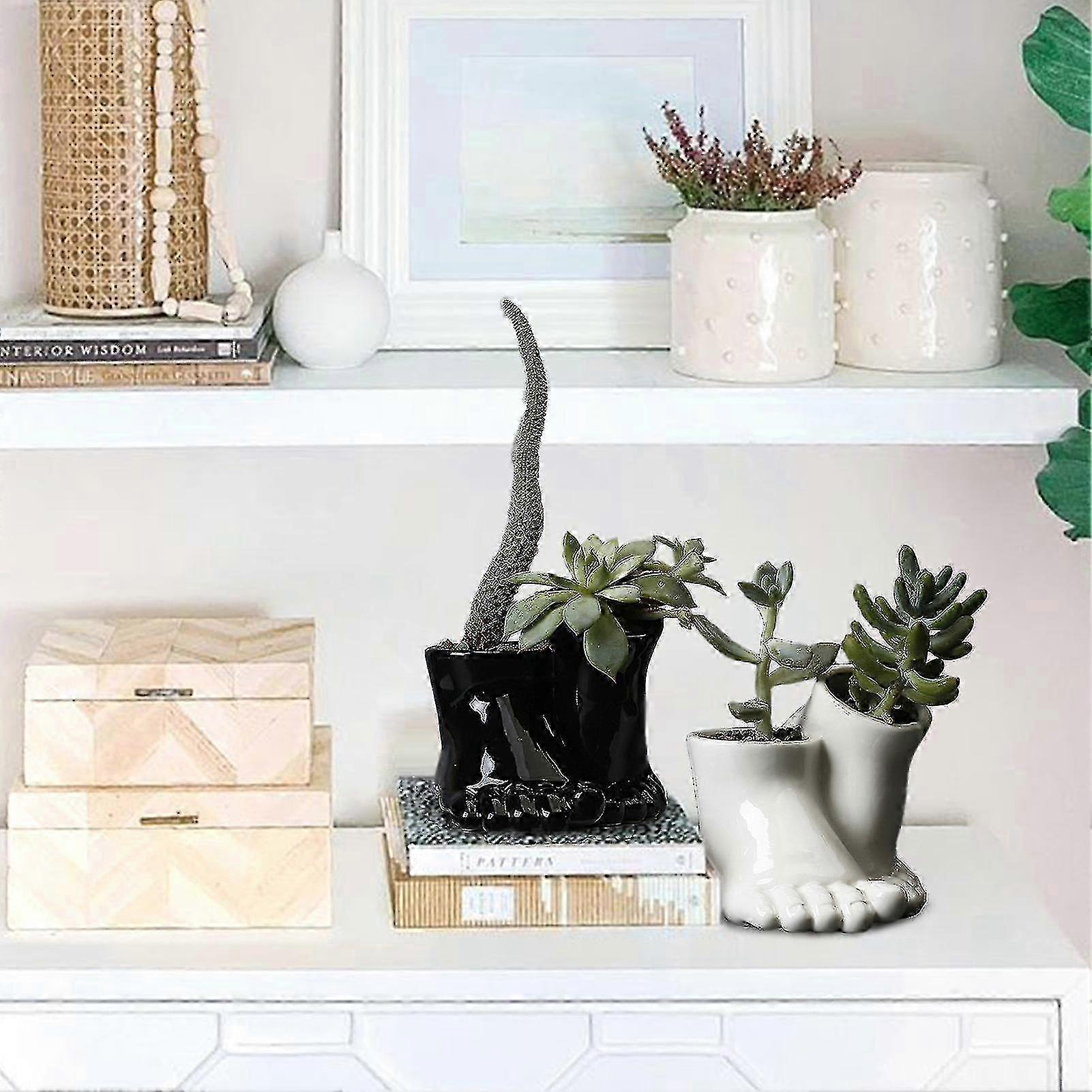 Ceramic Succulent Pots Novelty Human Feet Shape Planter Flower Pots ...