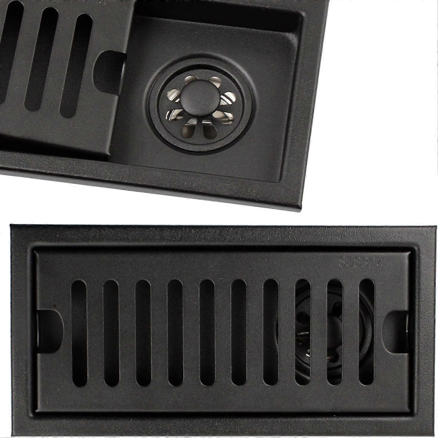 Rectangle Floor Drain, 2010cm Black Stainless Steel Extended Floor ...