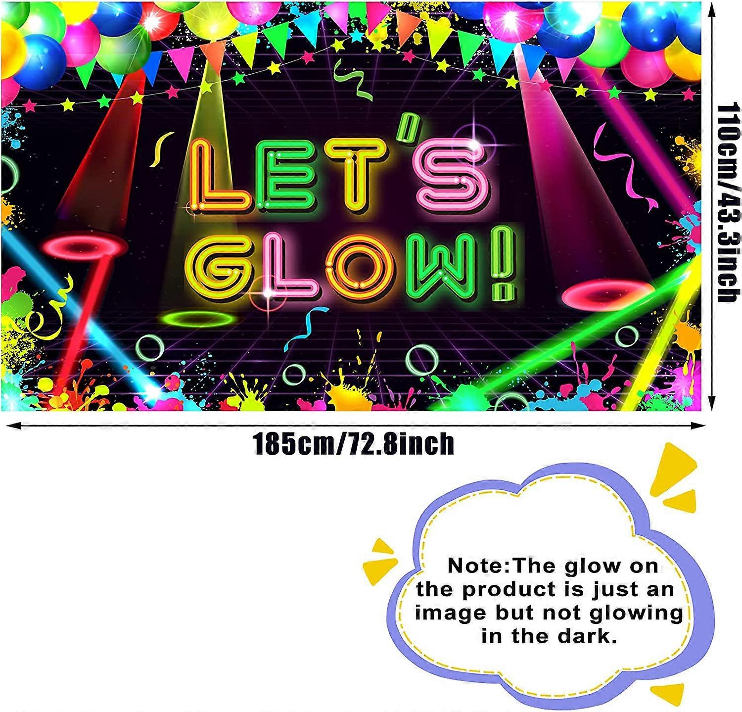 Neon Glow Party Backdrop Fabric Let Glow Background Glow Party Themed ...