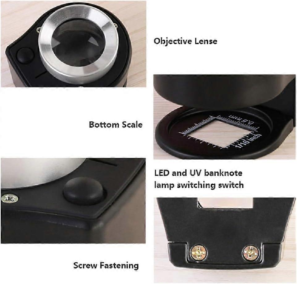 30X Illuminated Magnifying Glass, 6 Lights Desktop Portable Metal ...