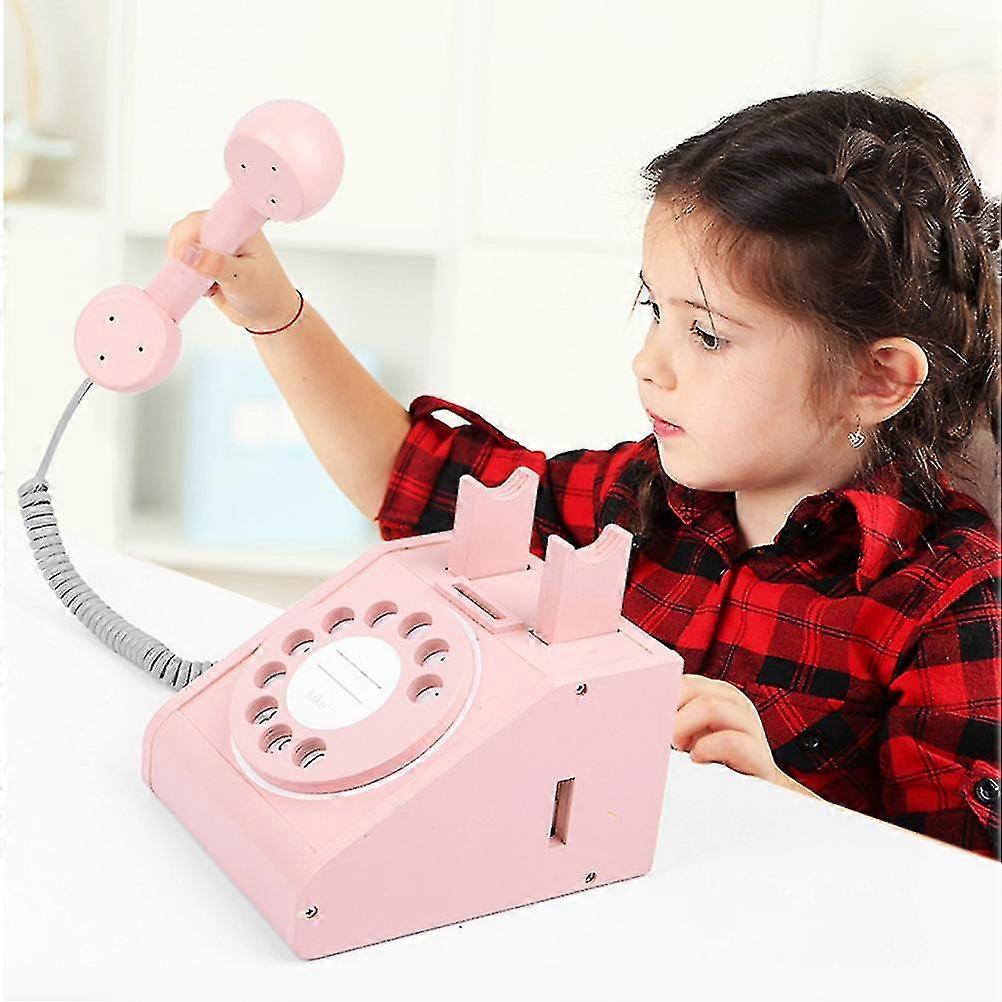 Baby Toy Telephone Plaything Wooden Telephone Toy Wooden Retro Phone ...