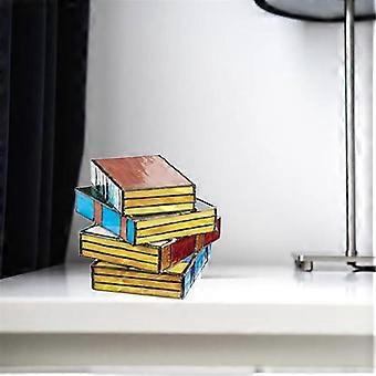 Stained Glass Stacked Books Lamp, Stacked Books Glass Lamp, LED Book ...