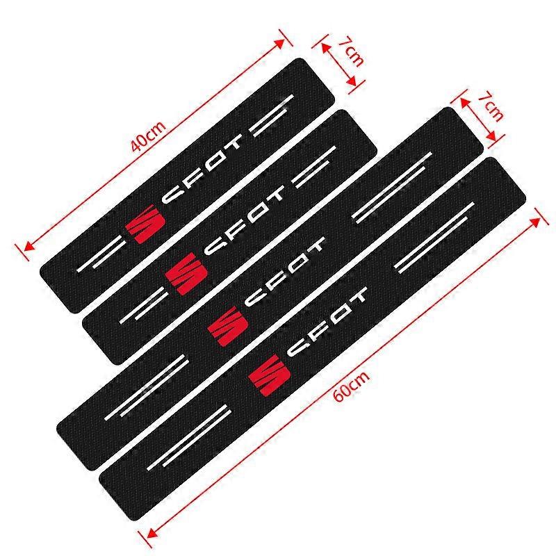Carbon Leather Car Emblem Door Sill Guard Stickers For Seat Leon ST SC ...