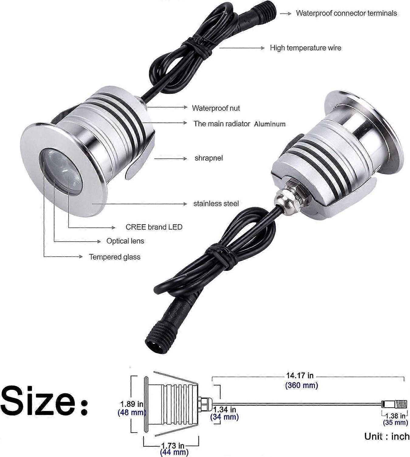 LED Underwater Pool Lights,3W,IP68 Waterproof,Stainless Steel Aluminum (Blue) | Fruugo UK