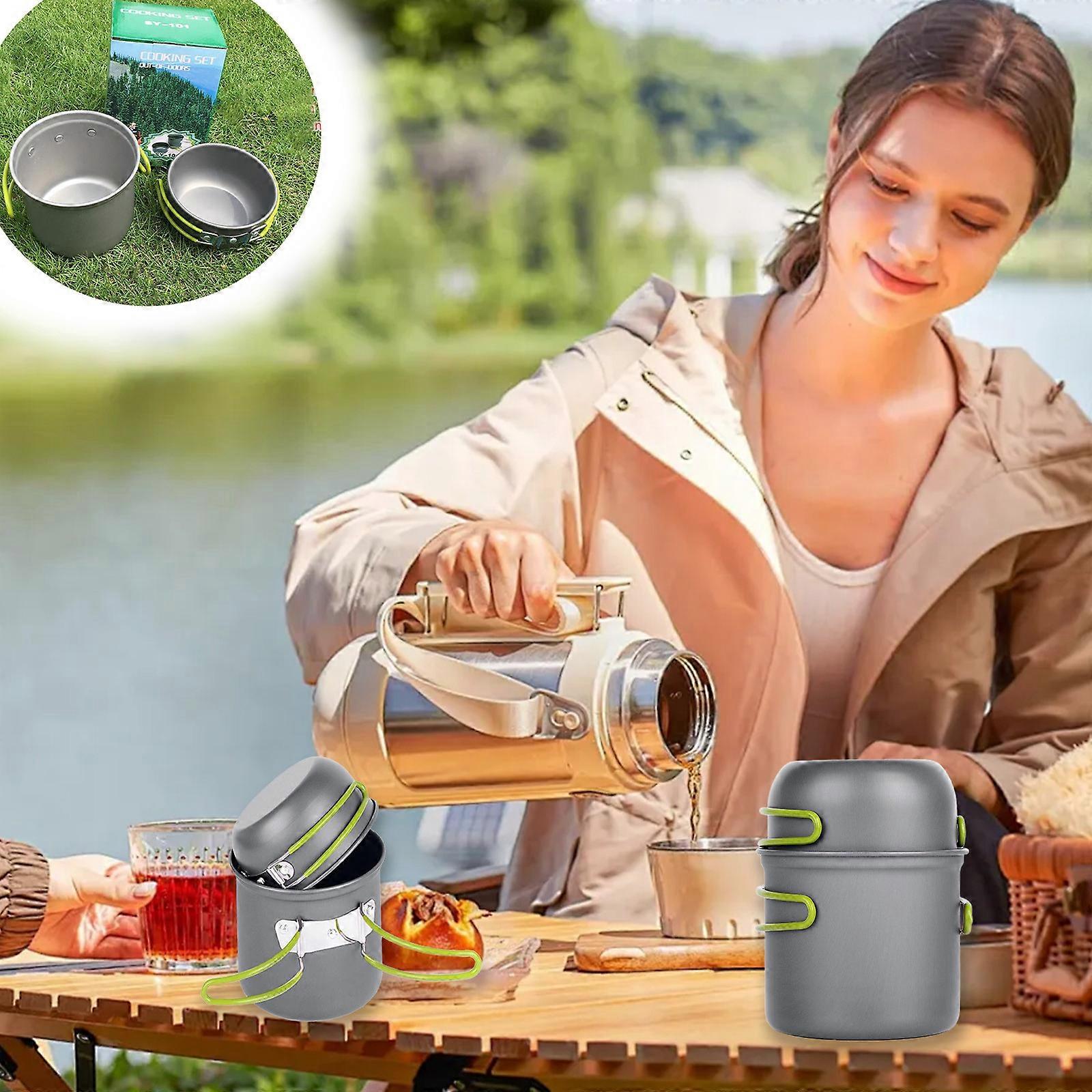 Camping Set Of Pots And Pans Scratch And Heat Portable Cookware ...