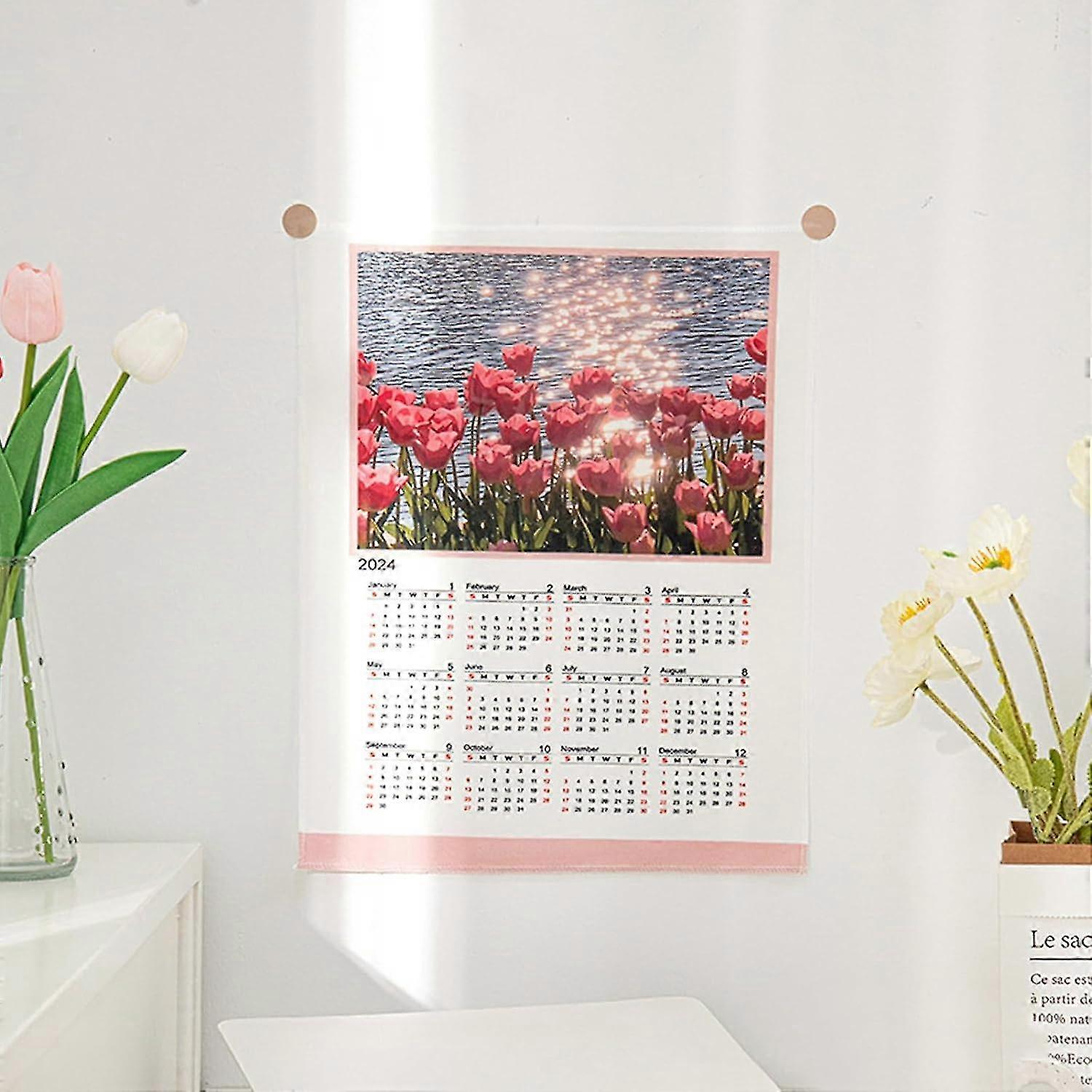 Wall Decoration Easy Install Calendar 2024 Hanging Cloth Soft Rich ...