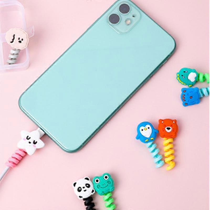2Pcs Cartoon Animal Bear Cable Protectors Organizer for USB Charging ...