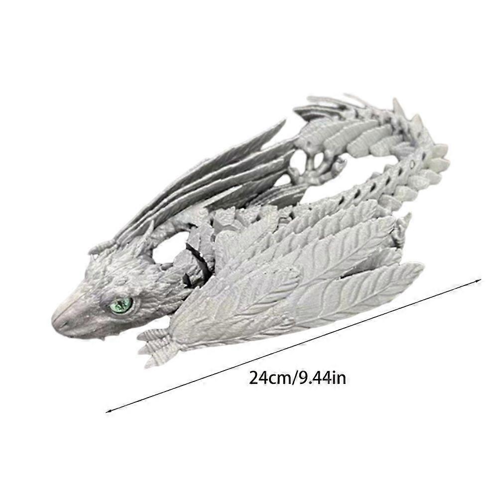 3D Printed Feather Dragon Figurine Movable Joints Flying Dragon Figure ...