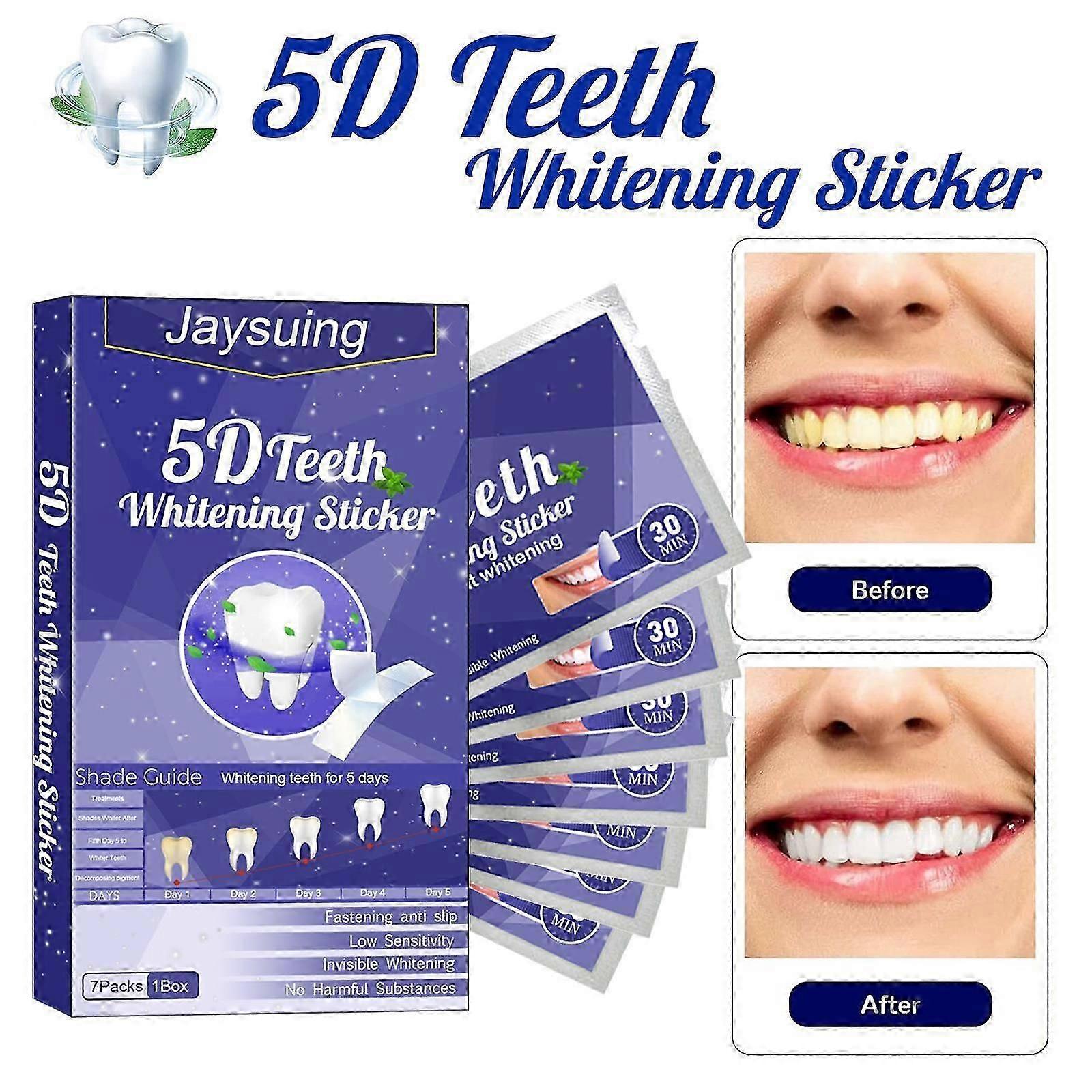 Jaysuing 5D Dazzling White Teeth Sticker Bright White Teeth Sticker ...