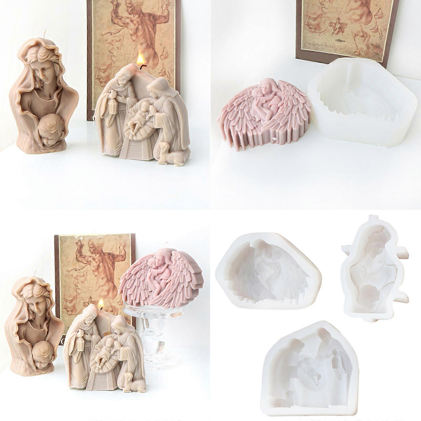 Artistic Silicone Mold Creative Ornament Molds Holy Family Resin Moulds ...