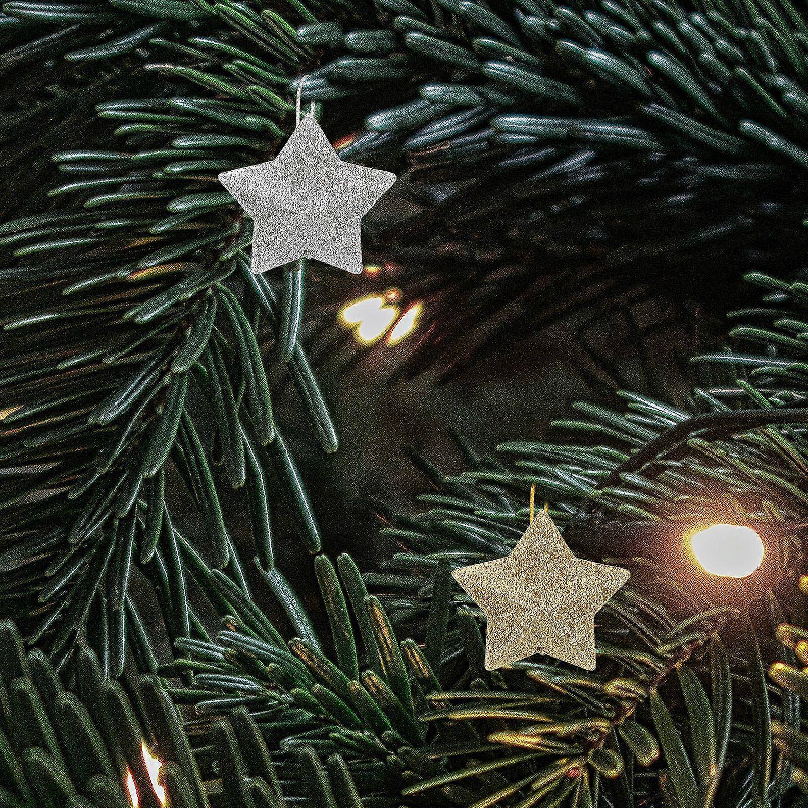 60pcs Christmas Tree Glitter Star: Glitter Five-Pointed Star Hanging ...
