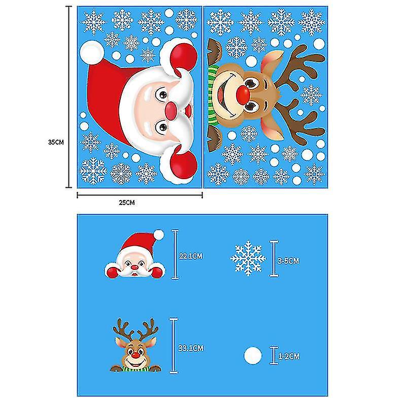 2pc Christmas Window Stickers, Peeping Santa And Rudolph Window Clings ...
