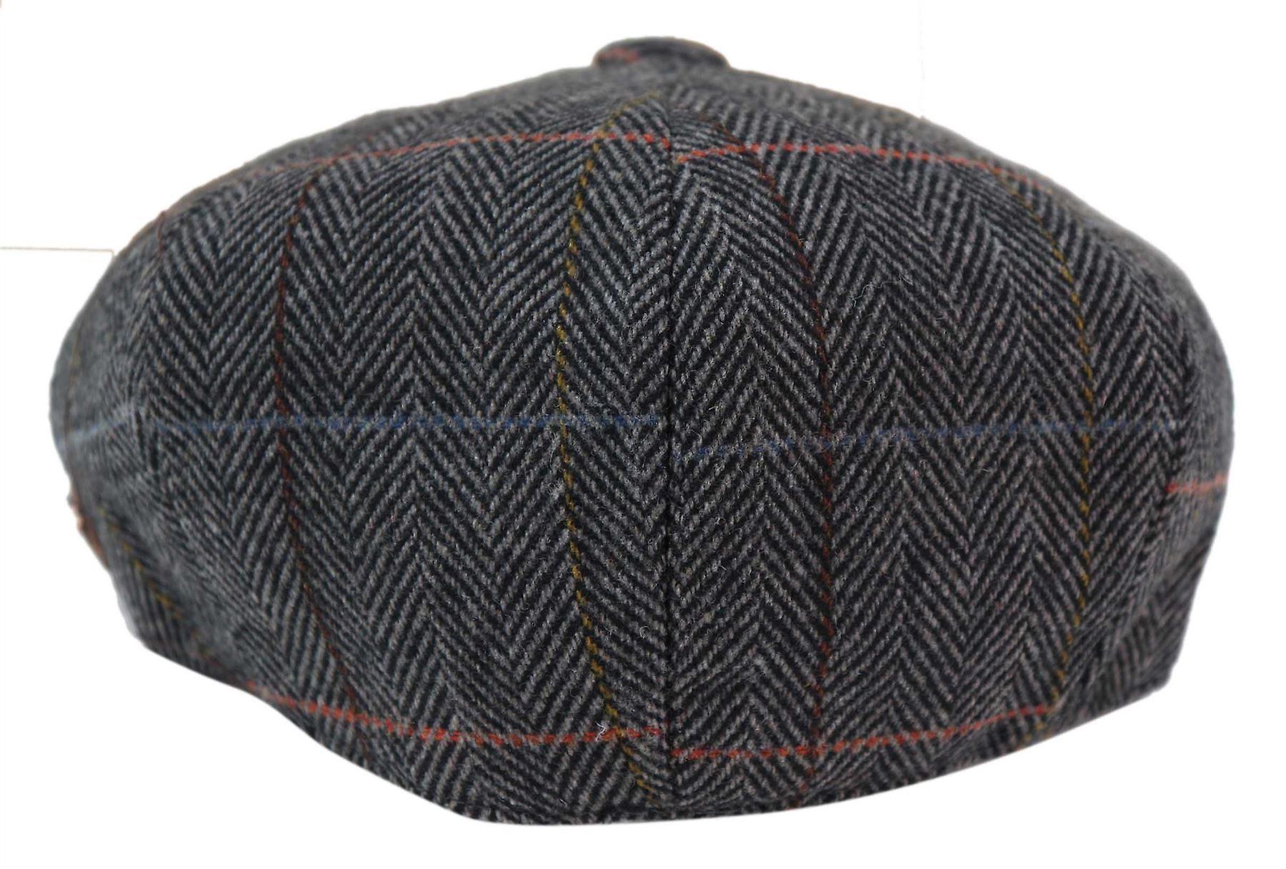 Mens 8 Panel Hat Flat Cap Newsboy Grandad Tweed Check Vintage Baker Boy ...