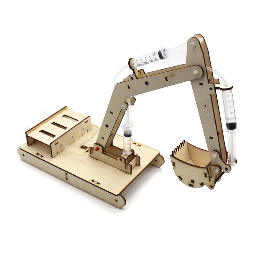 Manual Diy Model Toy Hydraulic Wooden Excavator Assembly Model Set ...