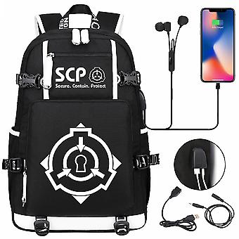 SCP Foundation Black Backpack Cartoon School Bag for Teenage Kids ...