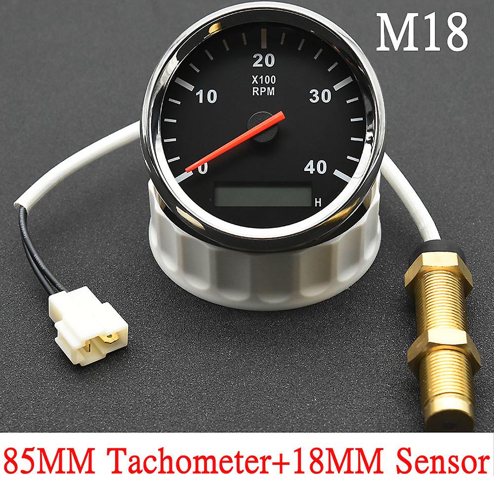 85mm Rpm Tachometer Gauge Tach Sensor Rev Counter With Hour Meter ...