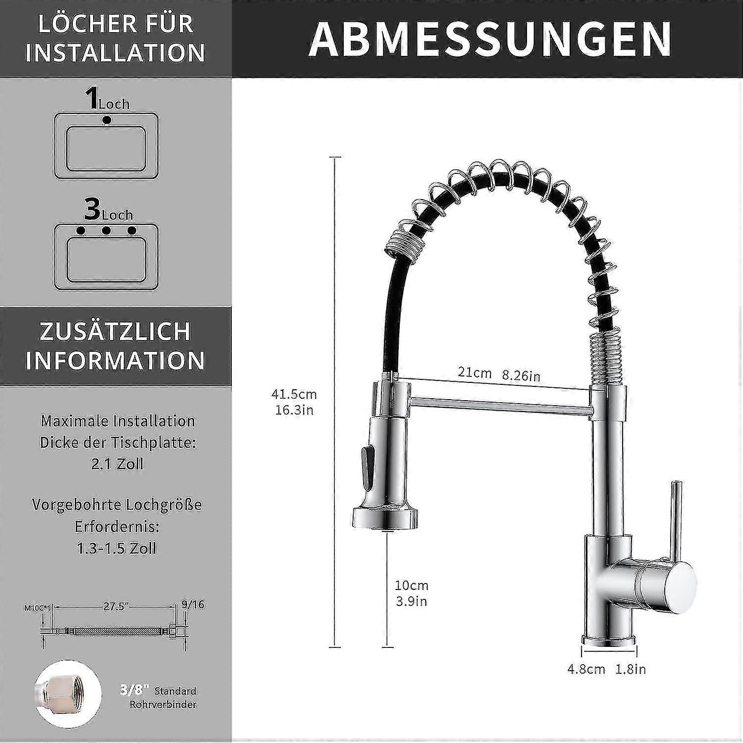 Kitchen Tap Chrome Tap Kitchen Tap With Spiral Spring 360 Swivel Sink ...