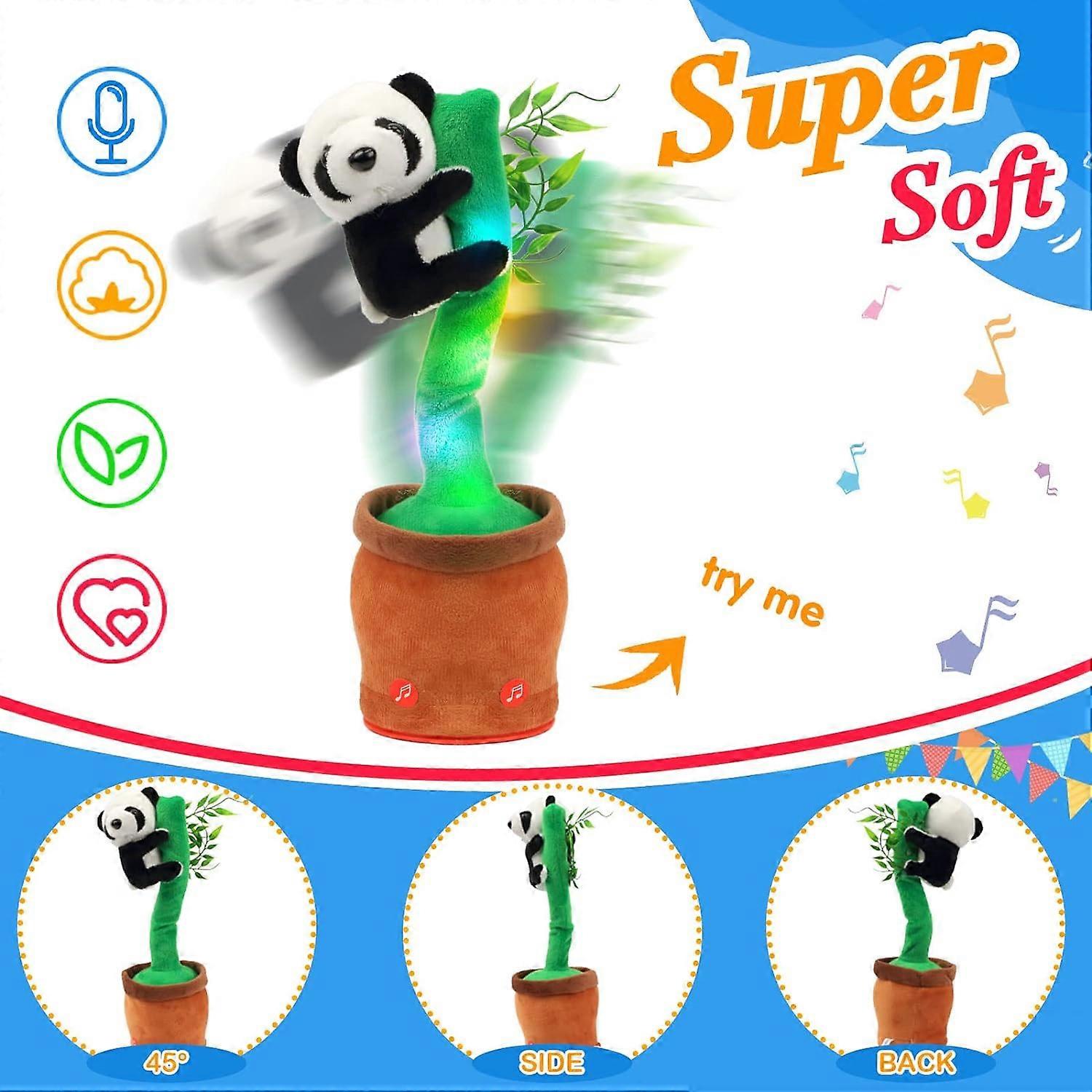 Glowing Dancing Panda Toy with Bamboo Repeats What You Say Talking Toy ...