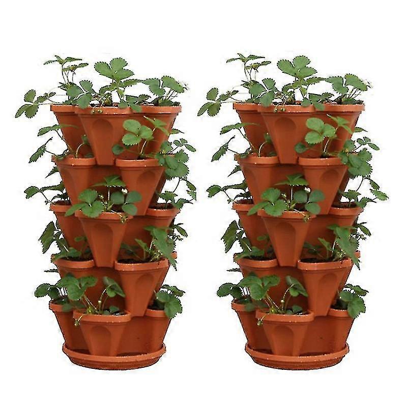 Flower Herb Self Watering Stacking Planting Pot SIngle Layer Tower Plastic Stackable Vertical ...