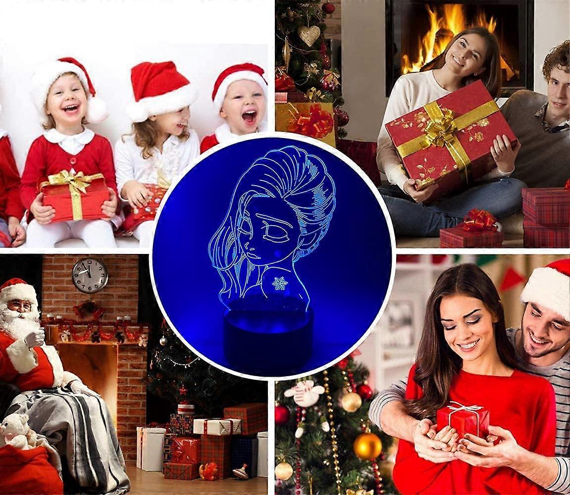 Wekity Princess Elsa 3D LED Optical Illusion Bedroom Decoration Table ...