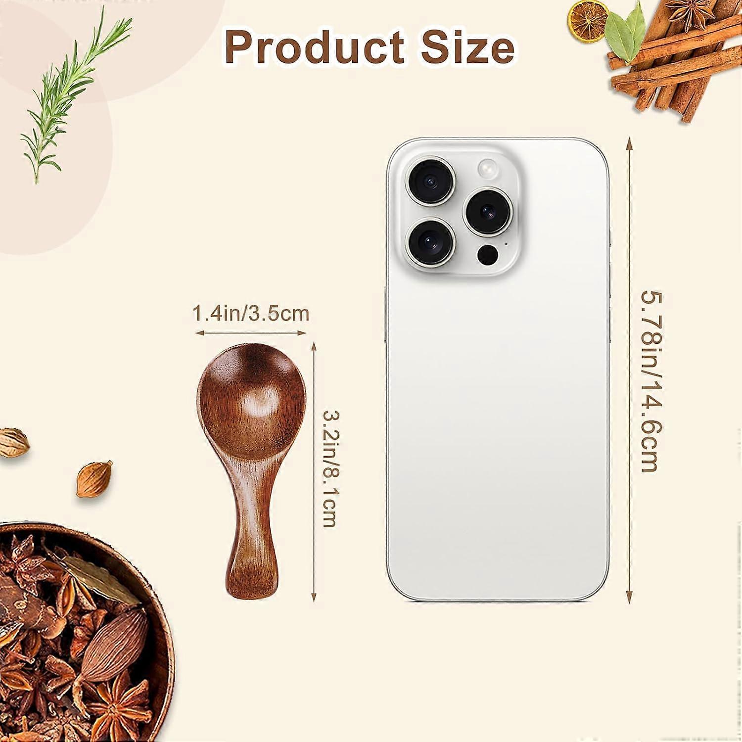 6pcs Small Wooden Spoons, 3.2inch Small Wooden Spoons for Honey, Brown ...