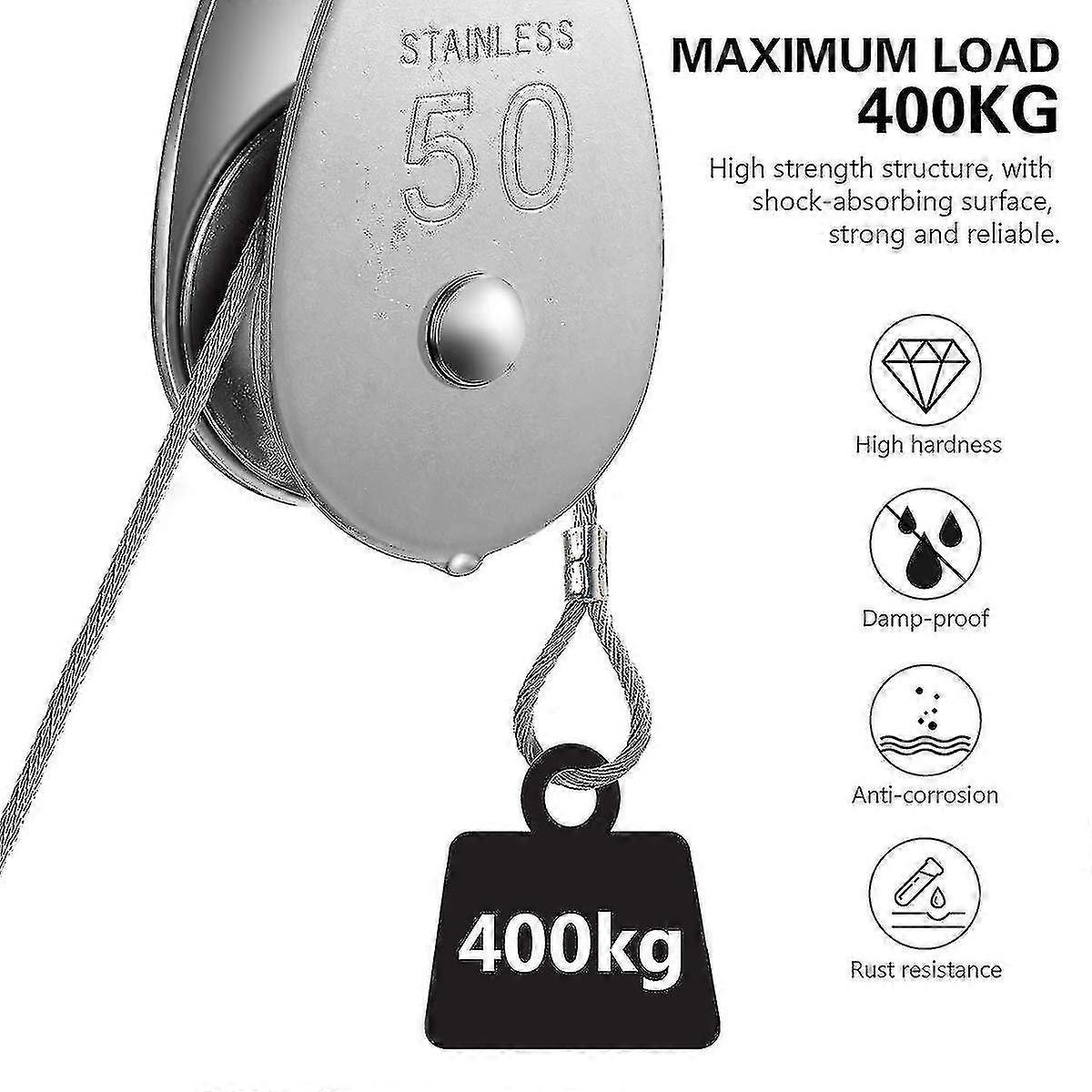 M50 Inox Single Wheel Swivel Pulley Block 400kg Silver | Fruugo UK