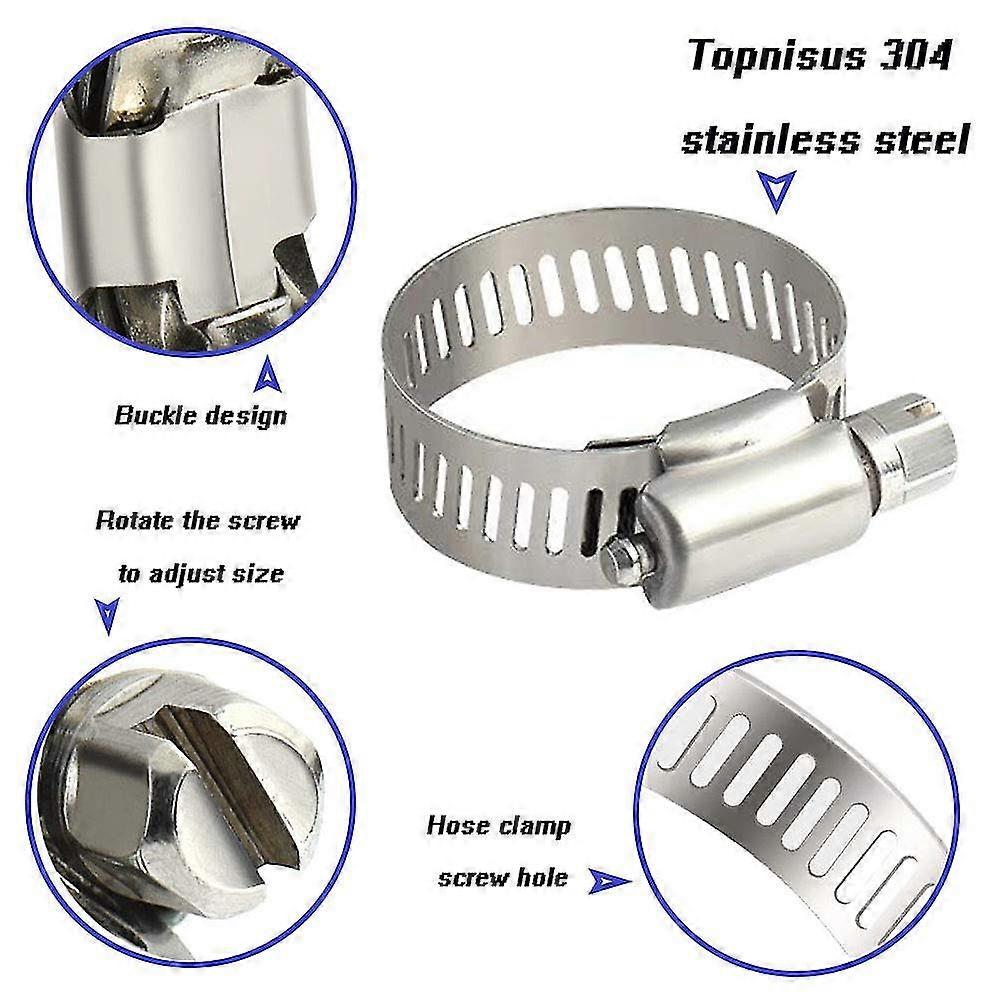 10pcs Set Adjustable 16-25mm Hose Clips Pipe Clamps Kits Rust Free (16 ...