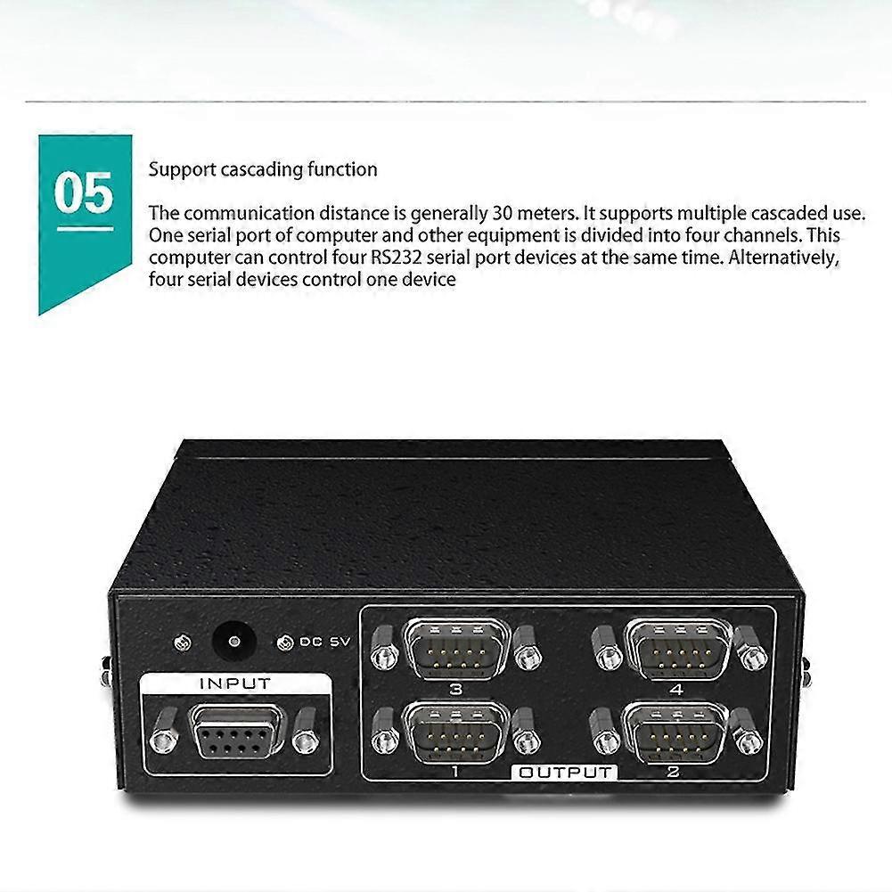 MT-RS104 Active Serial RS232 Splitter 1 to 4 RS232 Bi-Direction ...