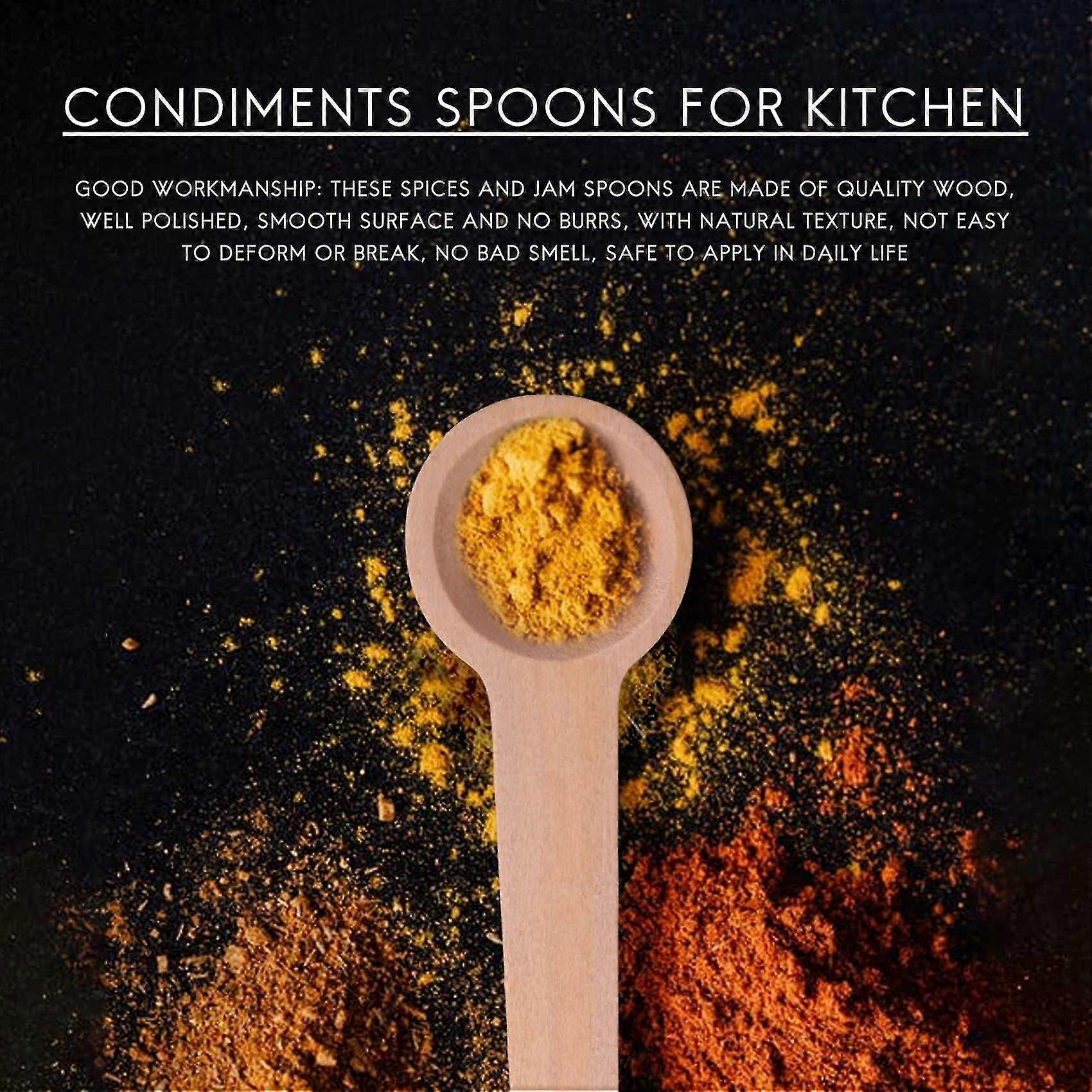 100 Pieces Mini Wooden Spoons Small Wooden Spoons Condiments Salt ...