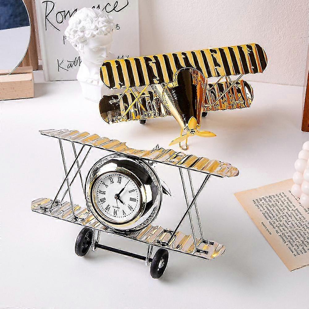 Vintage Airplane Decor With Clock, Metal Airplane Ornament, Retro Plane ...