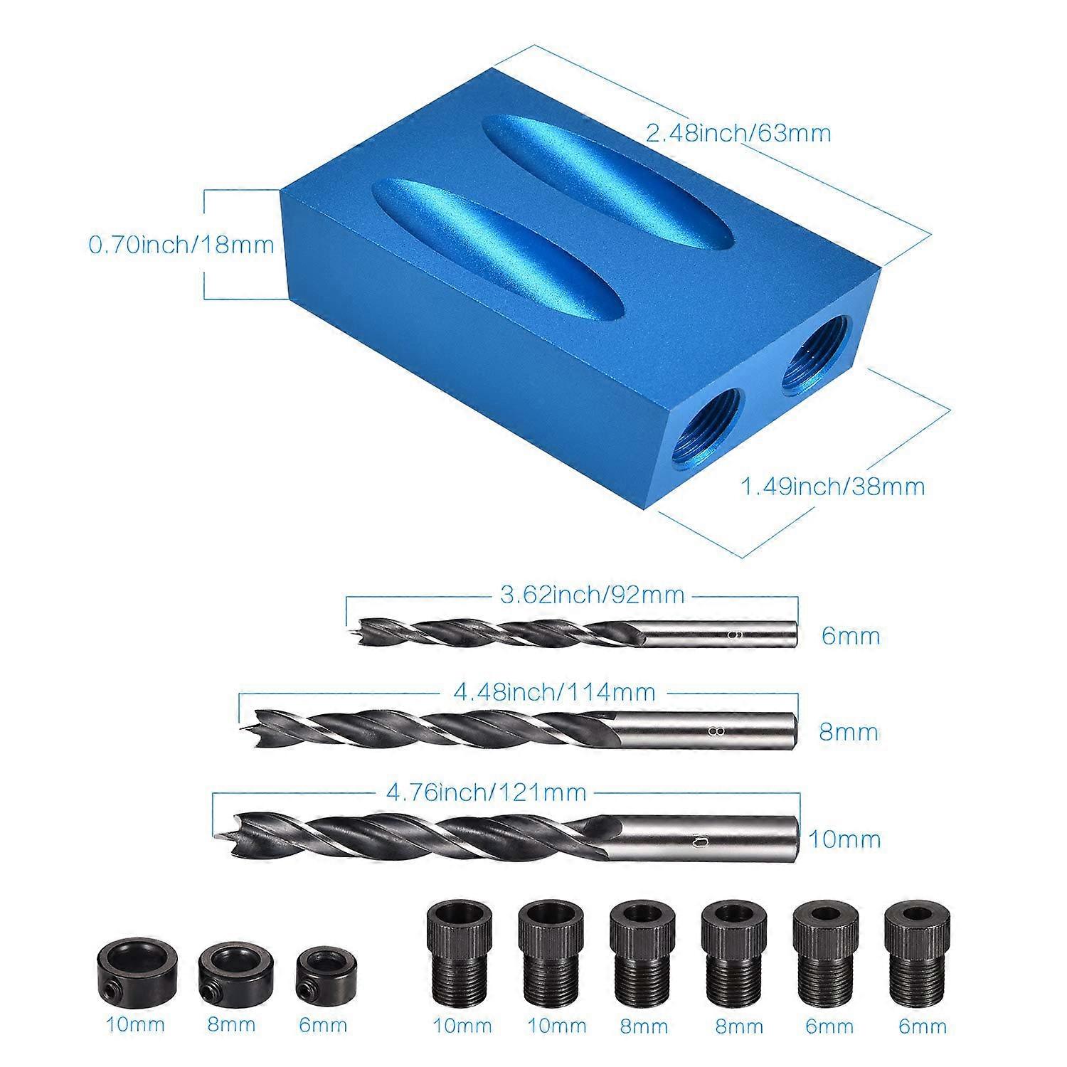 JIZZU 15pcs Oblique Drilling Jig, Woodworking Drilling Guide, 15 ...
