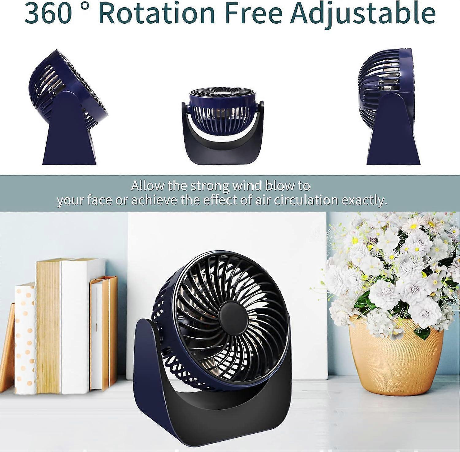 USB Desk Fan,Small Silent Desk Fan Mini USB Fan,3 Speeds Adjustable ...