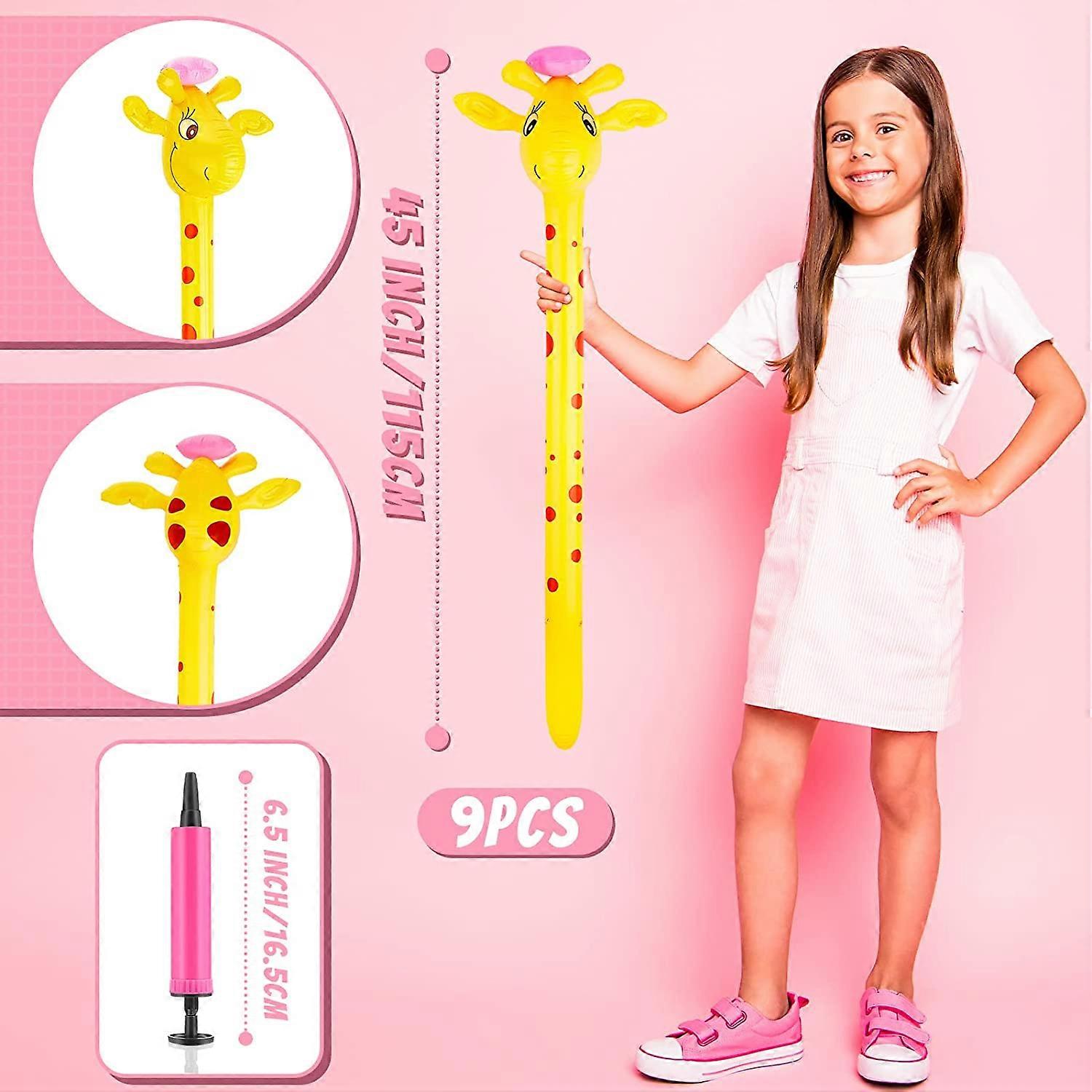 9 Pcs Inflatable Animals Stick with Sound Jungle Safari Inflatable Toys ...