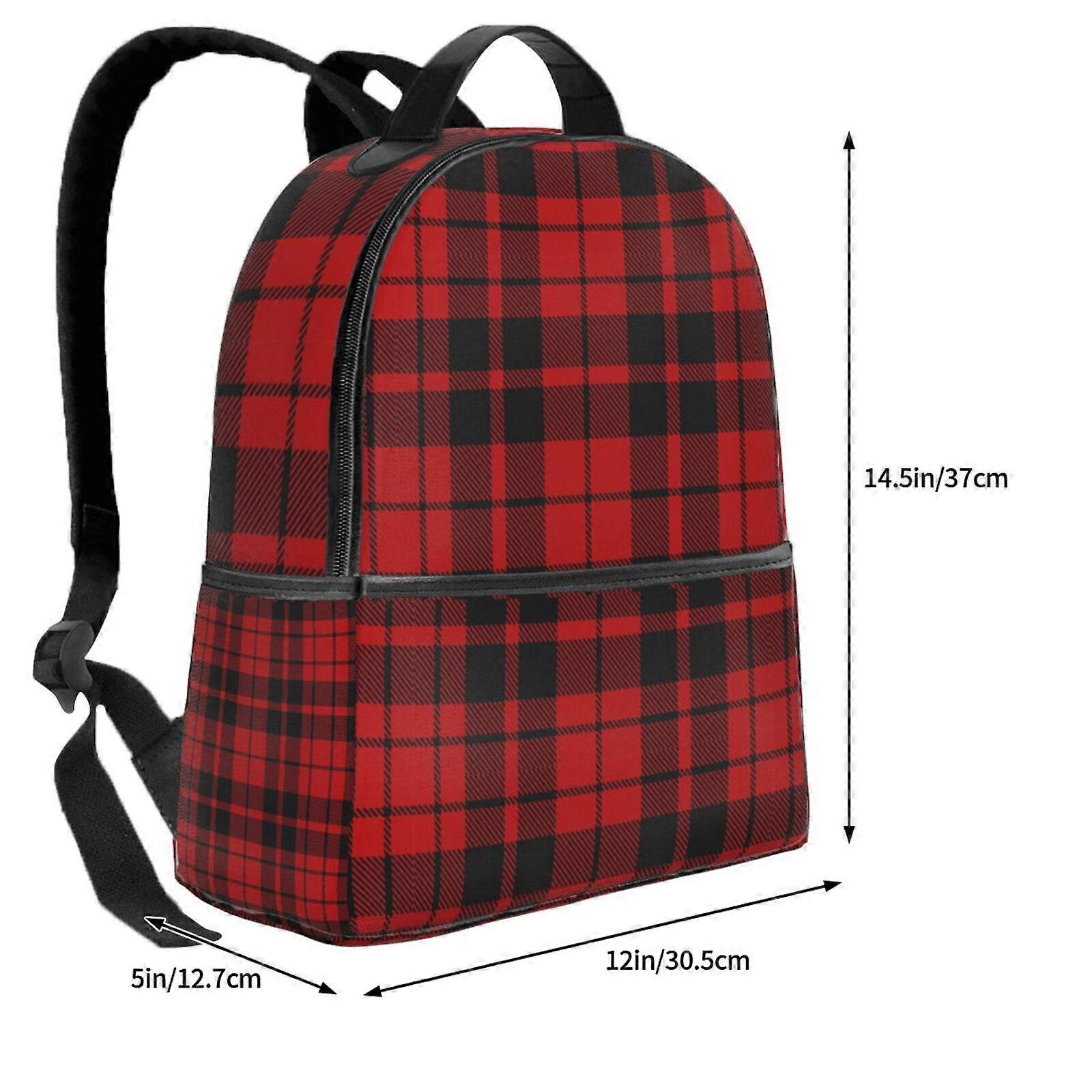 Red And Black Buffalo Plaid Pattern Backpack,Large Capacity Travel ...