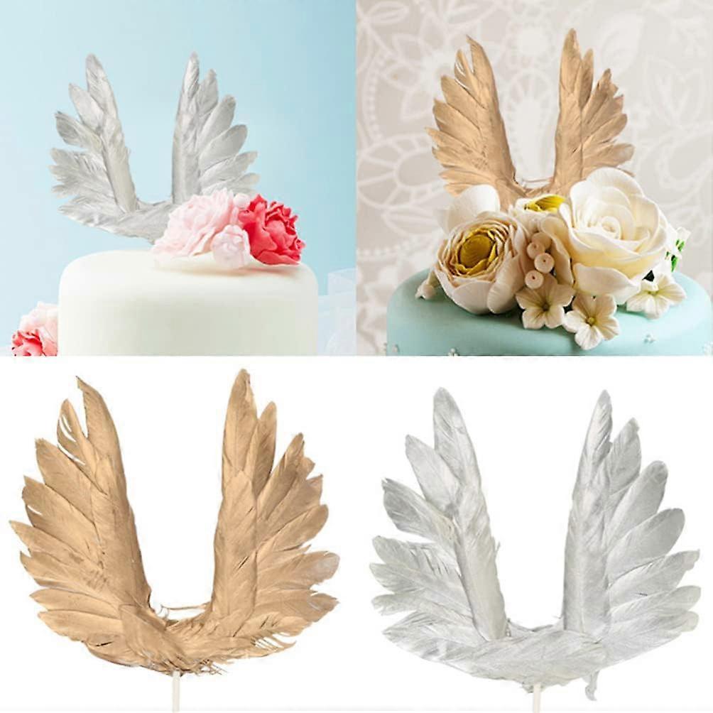 Heytea 2pcs Creative Cake Topper Angel Wings Cake Topper Delicate Wing ...
