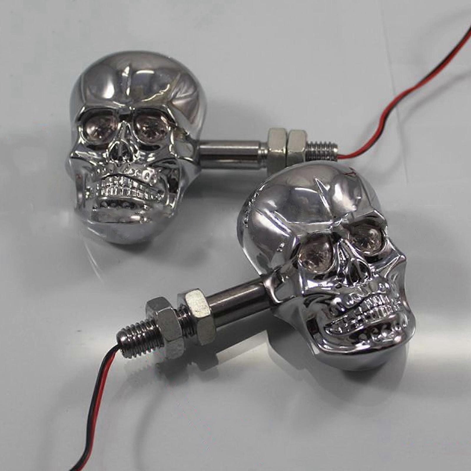 Harley Davidson Motorcycle Retro Skull LED Turn Signal Lights - Yellow ...