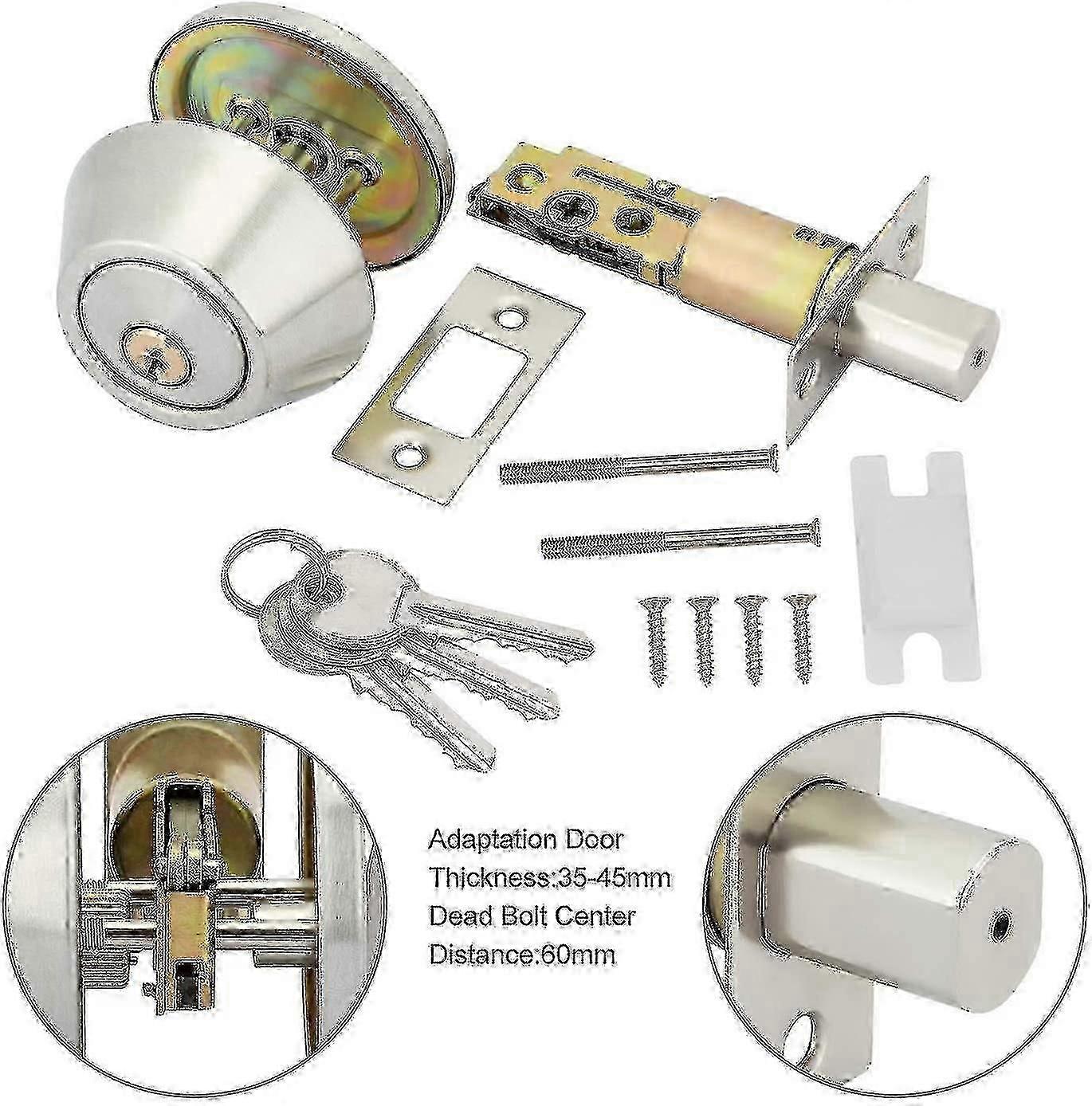 Cylinder Satin Nickel Single Deadbolt Door Lock, Security Night Latch ...