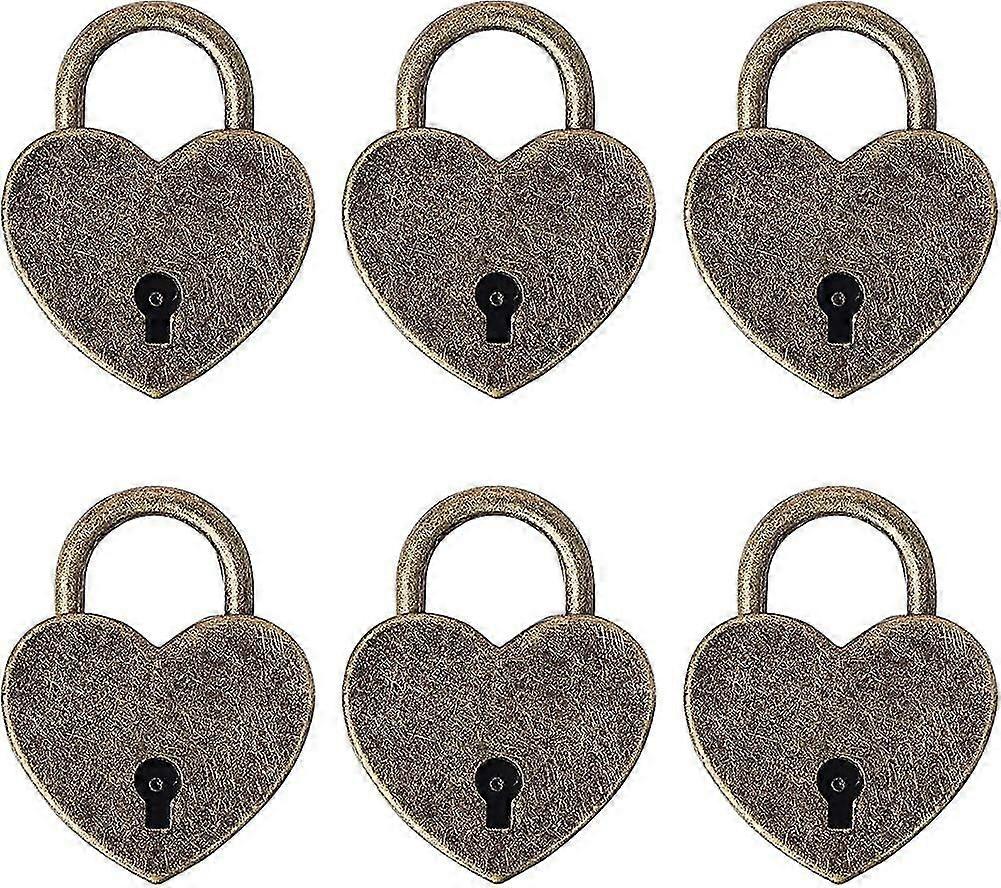 6 Pieces Small Padlock Heart Shaped Antique Padlocks Metal Mini Lock ...