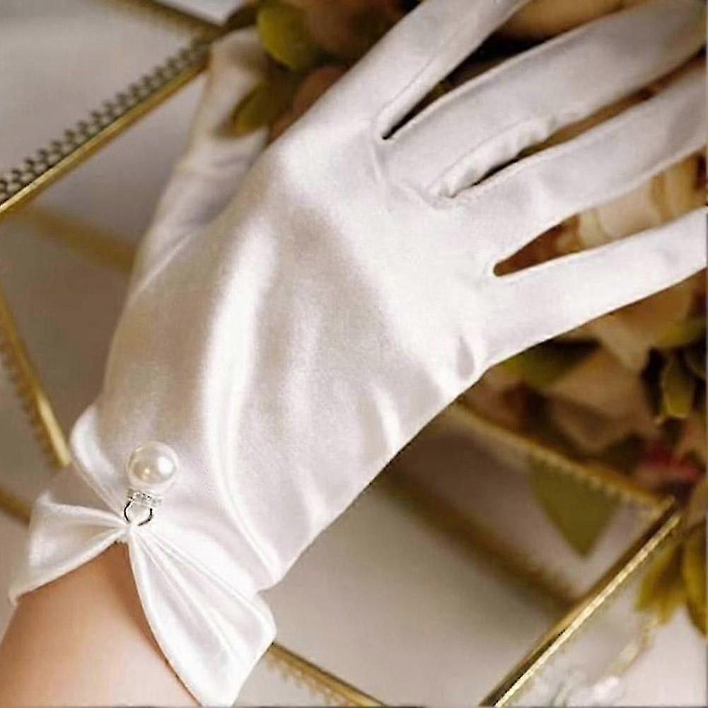 2025 Short Satin Gloves Border Wedding Opera Tea Party Gloves For Women ...