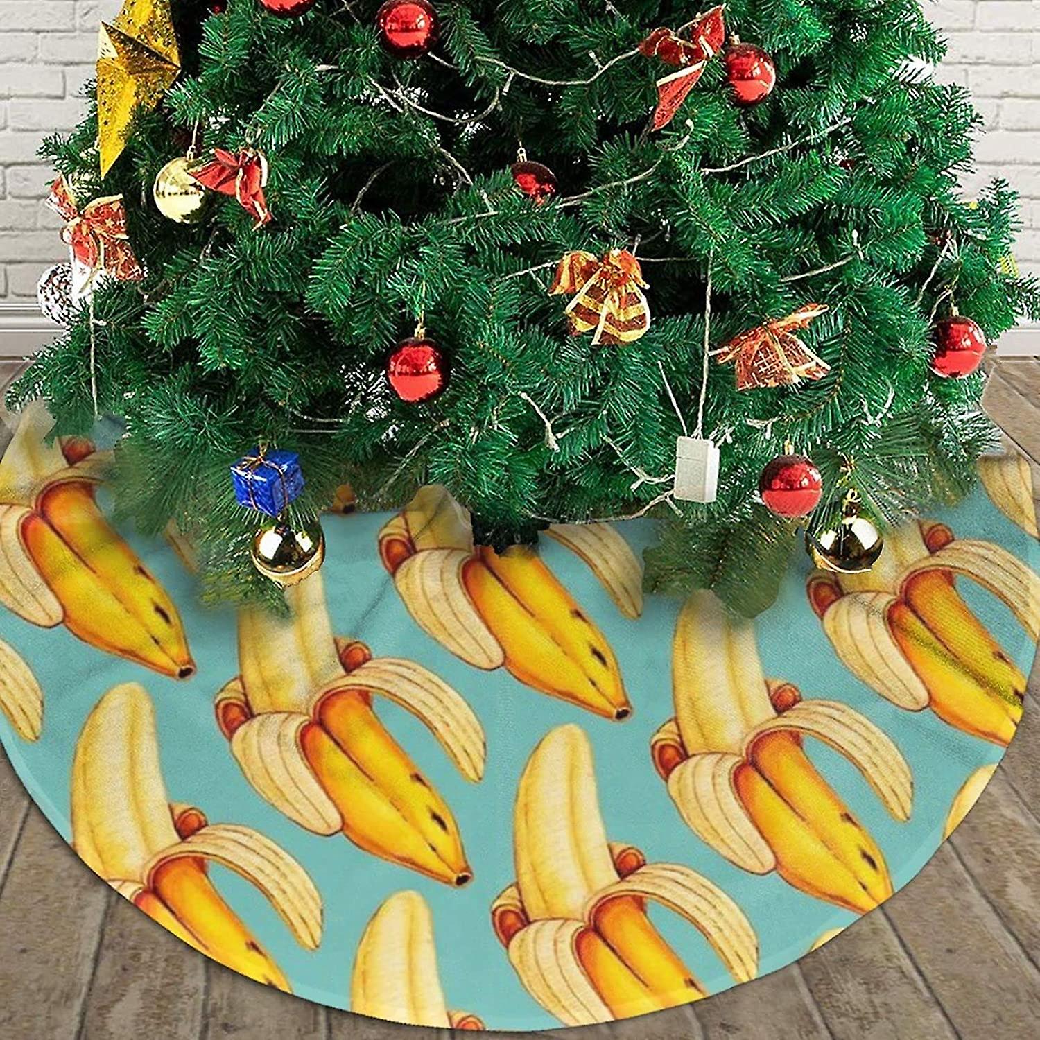 Christmas Tree Skirt Bananas Pattern Christmas Decoration Plush Tree ...