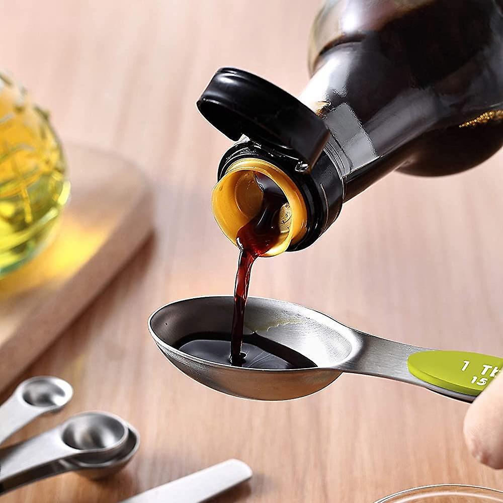 Measuring Spoons, 6 Double Sided Magnetic Measuring Spoons, Leveler ...