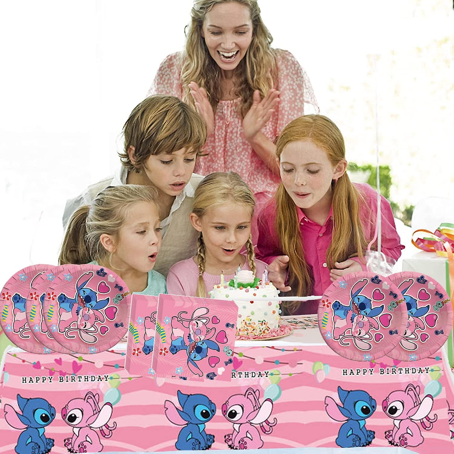 Pink Stitch Party Birthday Supplies, Cartoon Stitch Theme Party ...