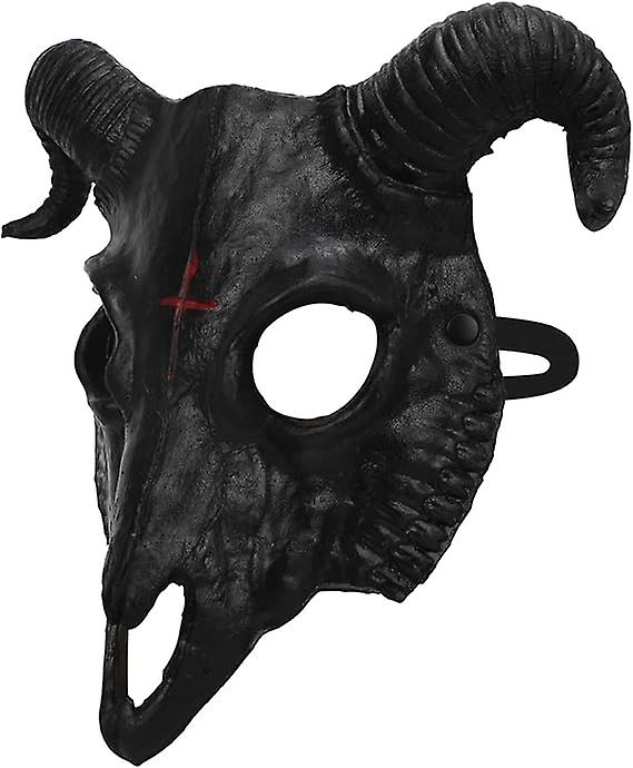 Halloween Half Face Scary Animal Mask,Demon Mask Sheep Horn Ghost Devil ...