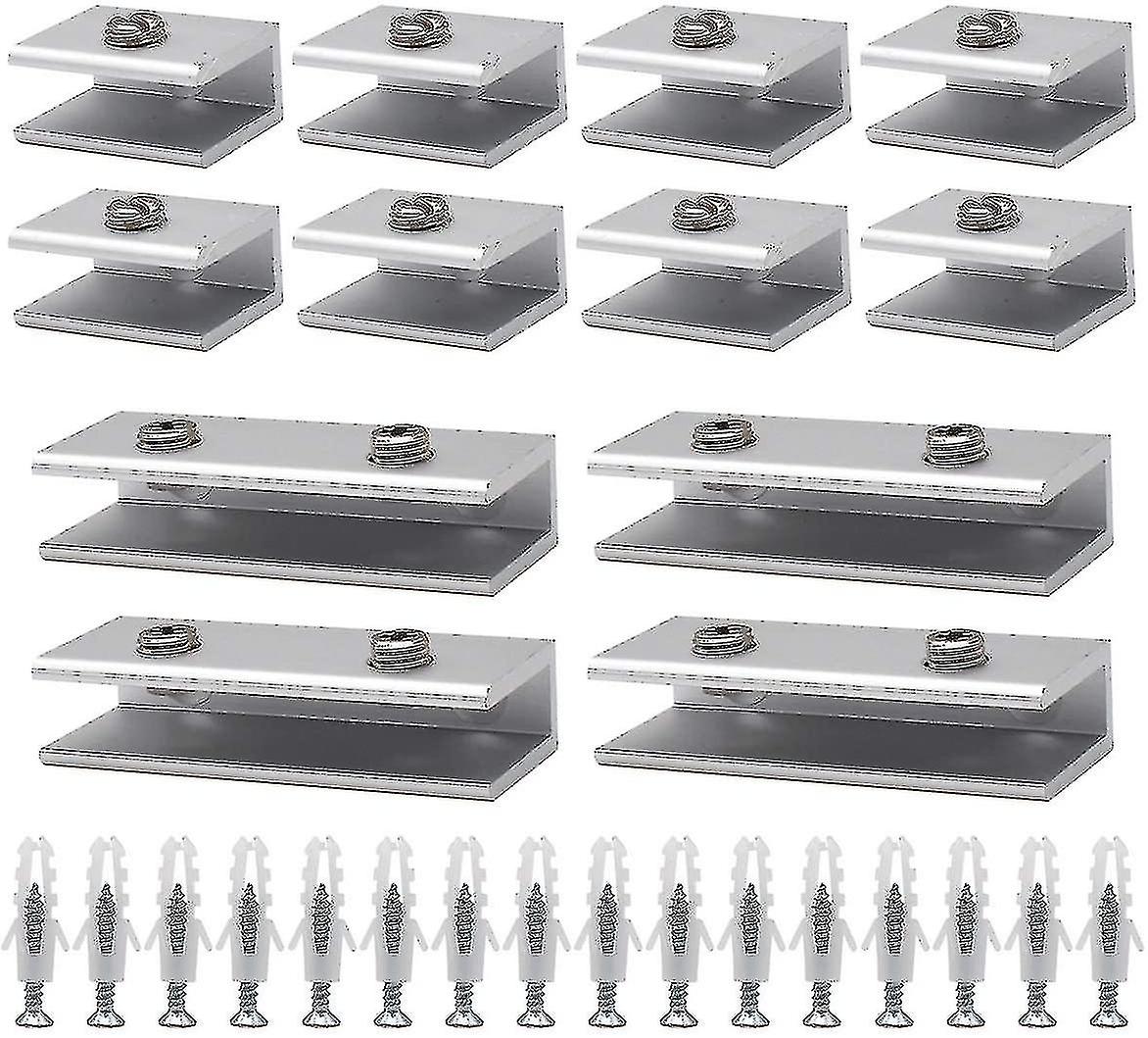 Glass Clamp,12 Pcs Glass Brackets Glass Hinge Aluminum Glass Shelf ...