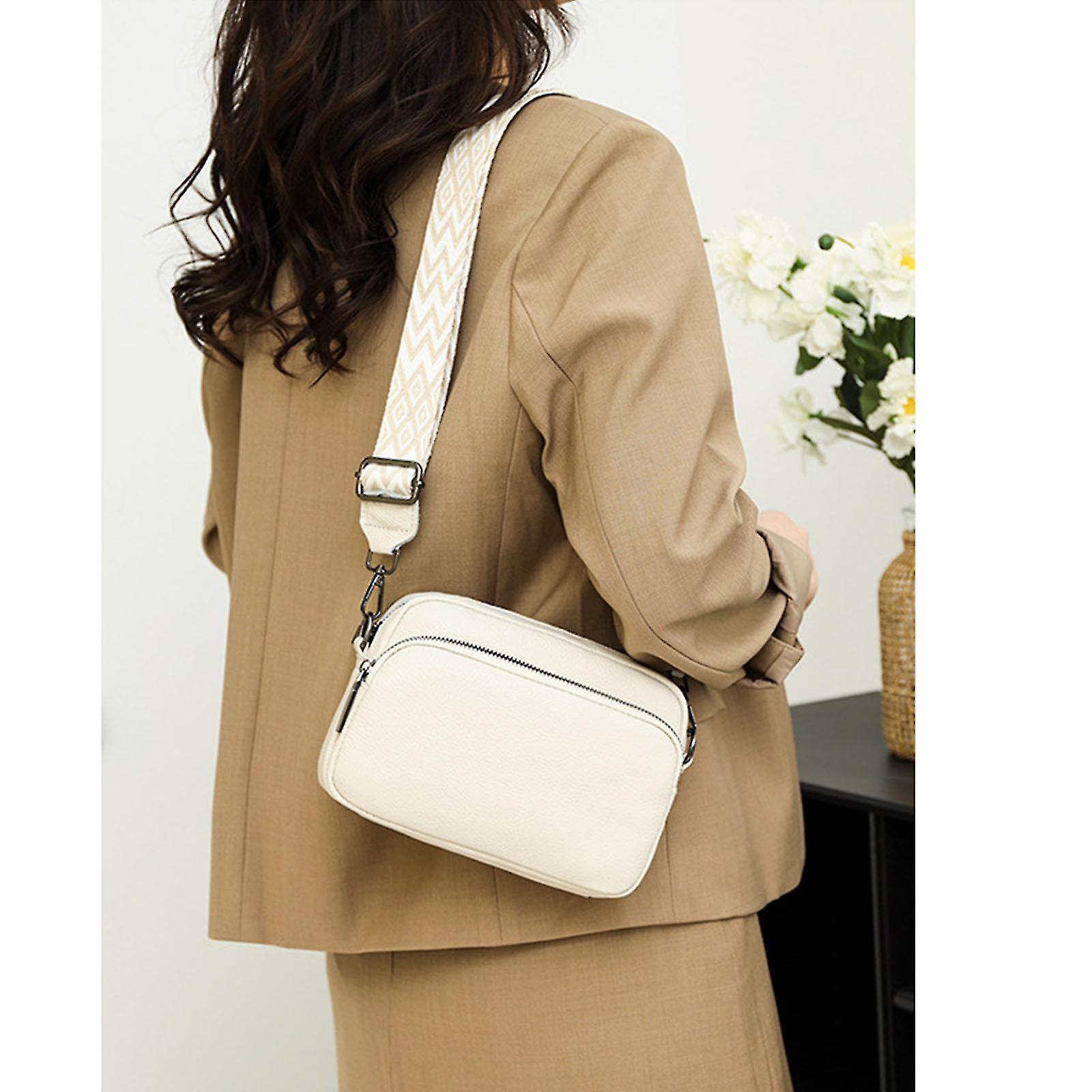 Women Crossbody Bag with Wide Guitar Changeable Strap PU Leather ...