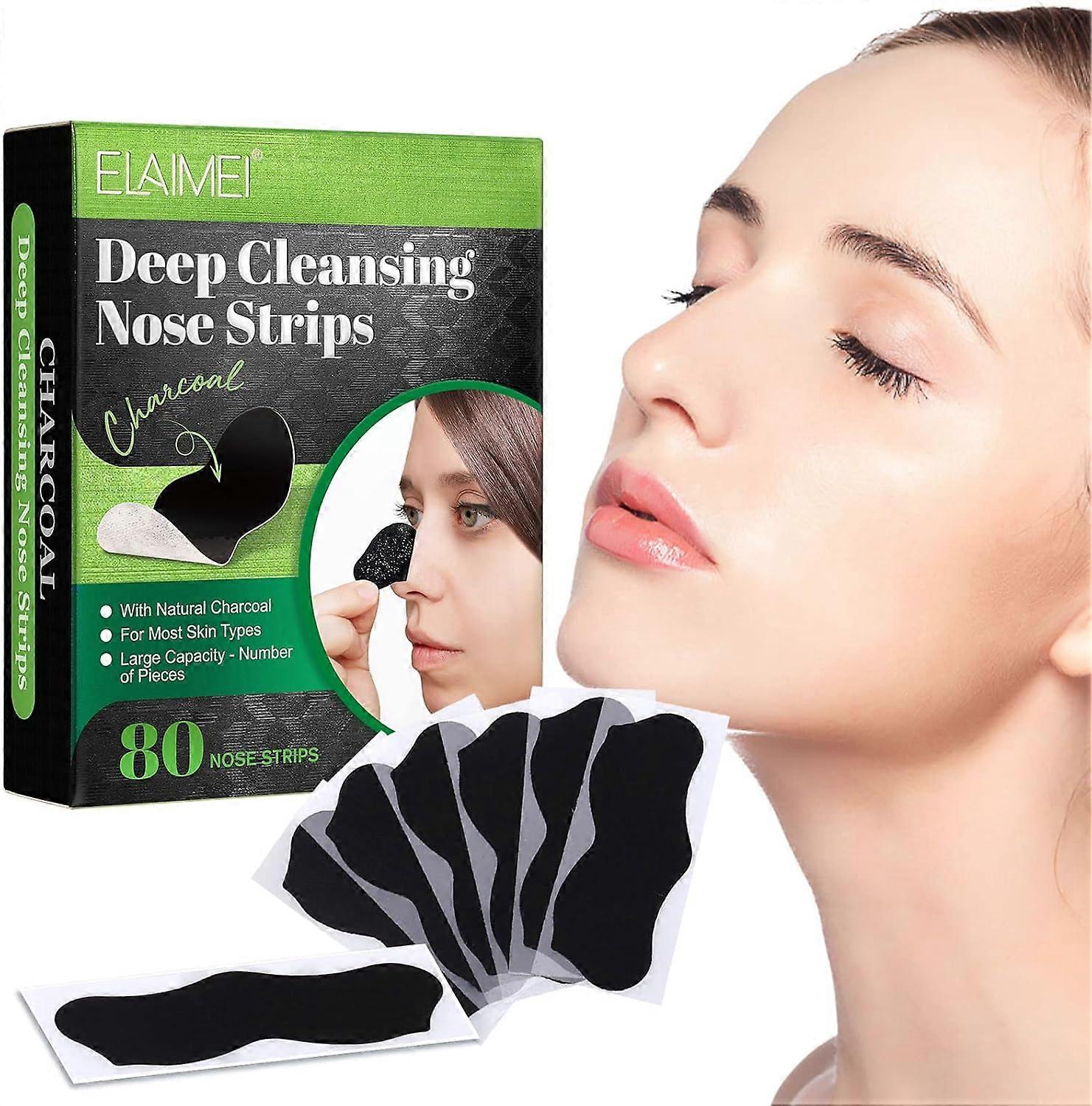 80 Pcs Blackhead Remover Strips Bamboo Charcoal Deep Cleansing Pore ...