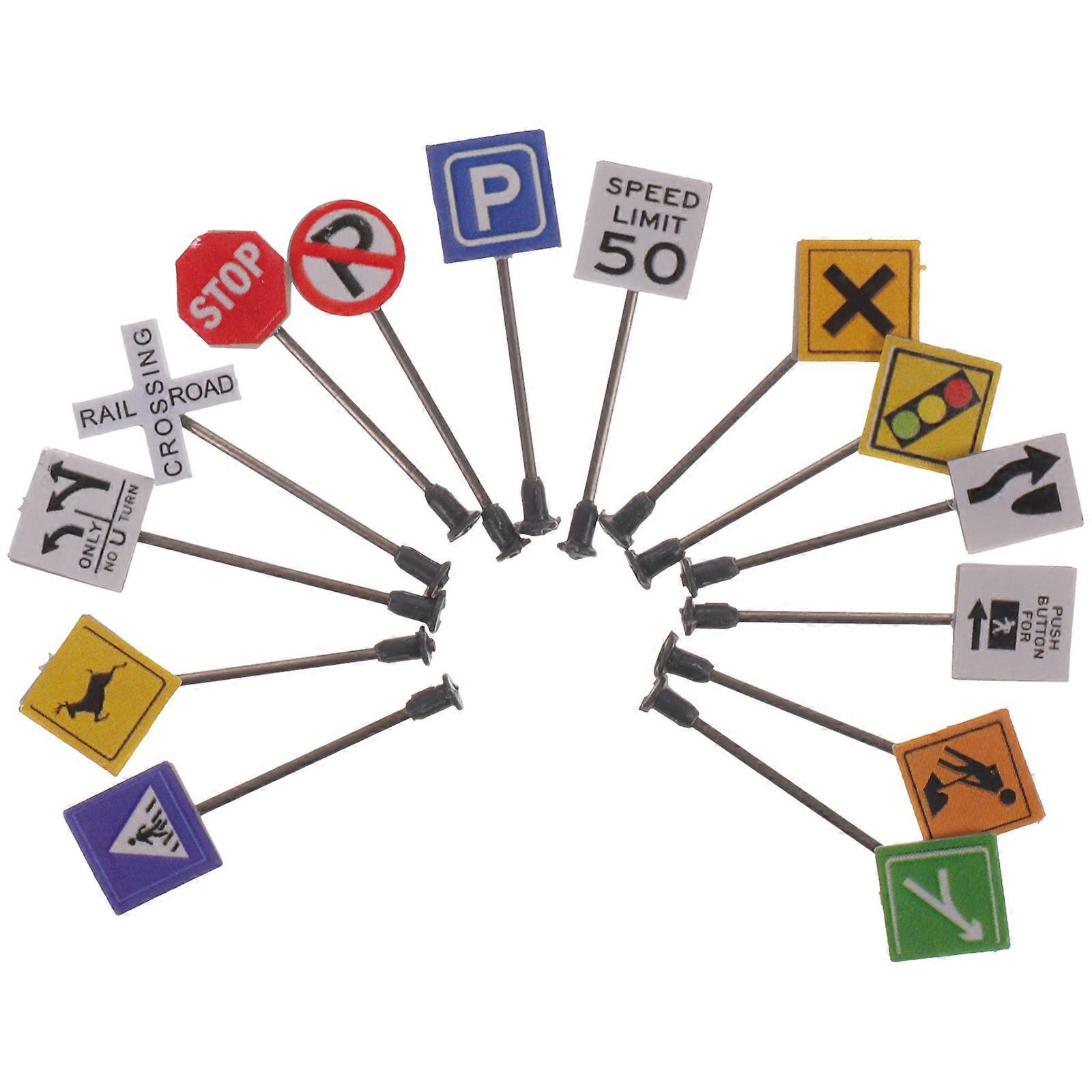 14Pcs Plastic Traffic Signs Kids Model Traffic Road Sign Playthings ...