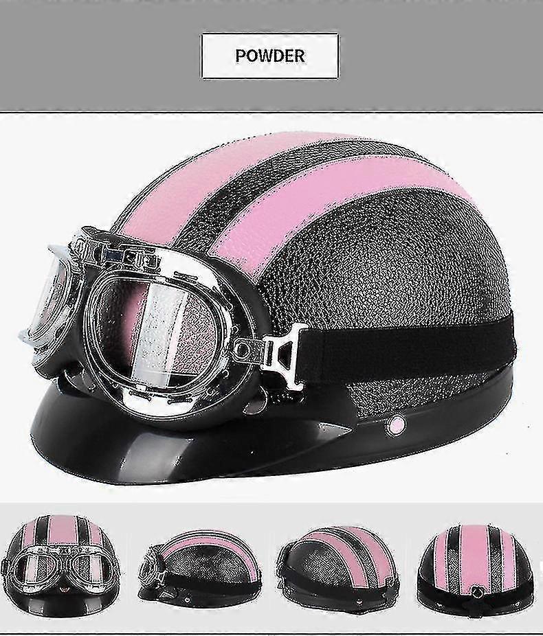 Motorcycle Helmet Motorbike Helmet Retro Motorcycle Leather Half Helmet ...